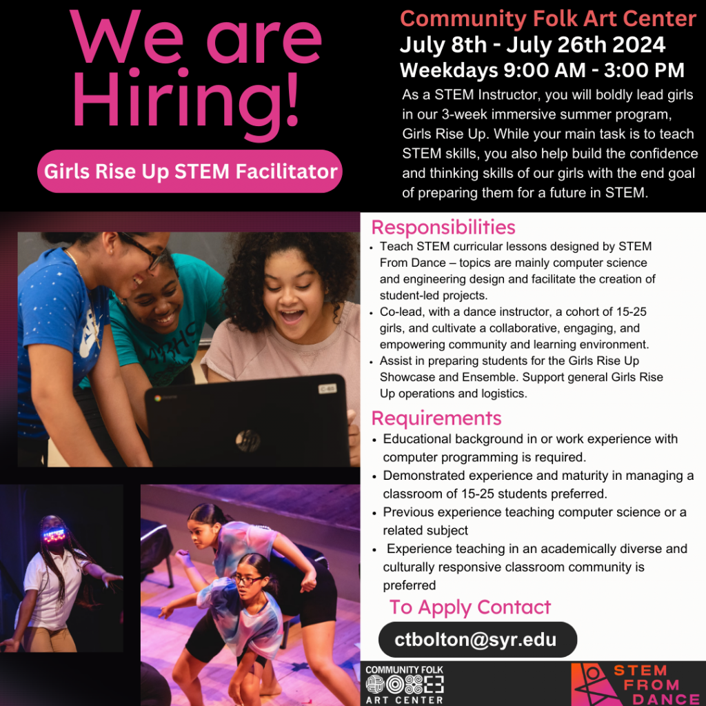 Job Opportunity : Girls Rise Up STEM Facilitator - Community Folk Art ...